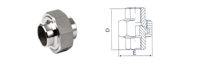 Stainless Steel conical union butt welded SS304/ss316 UNIONS ASTM A351